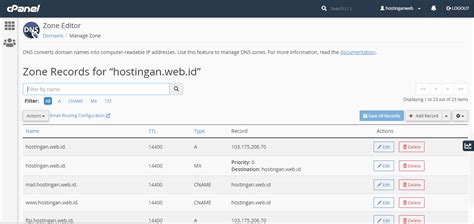 Panduan Setting DNS Melalui cPanel - Panduan - Knowledgebase Hostingan