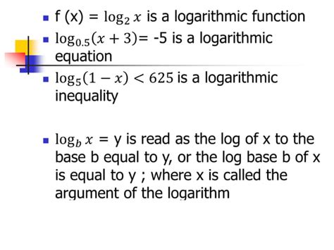 7 Logarithmic Function Equation And Inequalitypptx