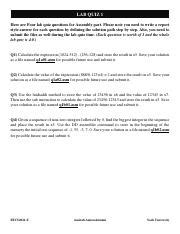 Lab Test 1 Pdf LAB QUIZ 1 Here Are Four Lab Quiz Questions For Assembly Part Please Note You