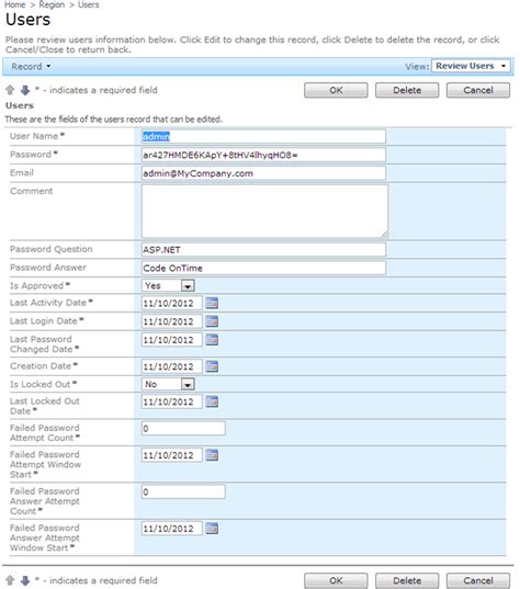 Code On Time Security Membership And Role Providers User Manager Advanced Overview