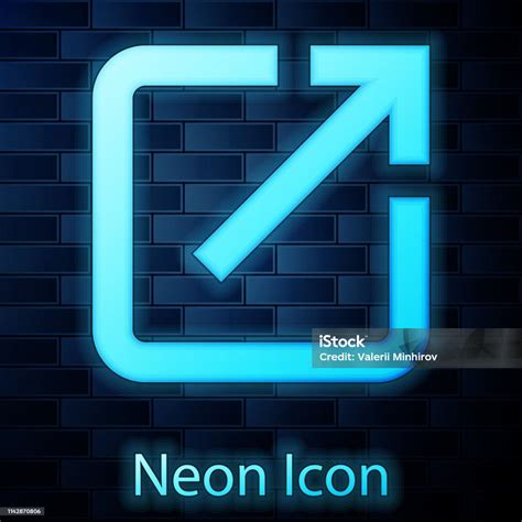 벽돌 벽 배경에 고립 된 새 창 아이콘에서 열 빛나는 네온 다른 탭 단추 기호를 엽니다 검색기 프레임 기호 외부 링크 기호입니다 벡터 일러스트 0명에 대한 스톡 벡터 아트