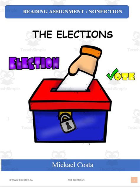 Reading Assignment Elections By Teach Simple