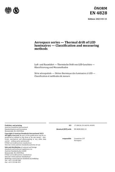 Onorm En 48282023 Aerospace Series Thermal Drift Of Led Luminaires