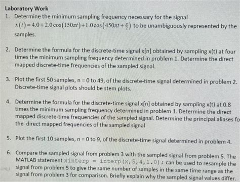 Solved Laboratory Work 1 Determine The Minimum Sampling