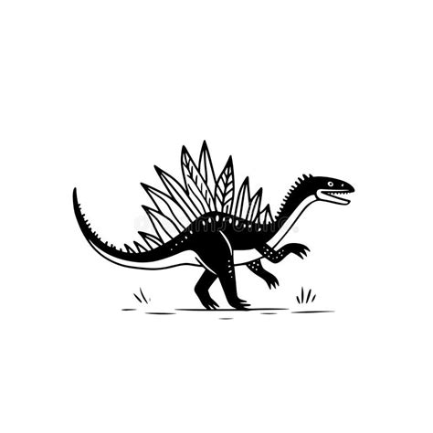 Spinosaurus Spinosaurus Simple Black And White Line Art Vector Logo