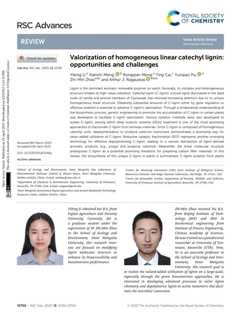 Pdf Valorization Of Homogeneous Linear Catechyl Lignin Opportunities And Challenges