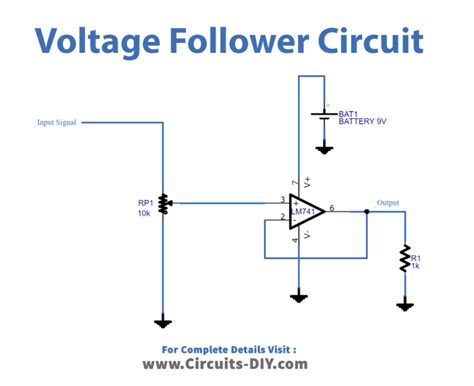 Voltage Follower Circuit Using Op Amp 741