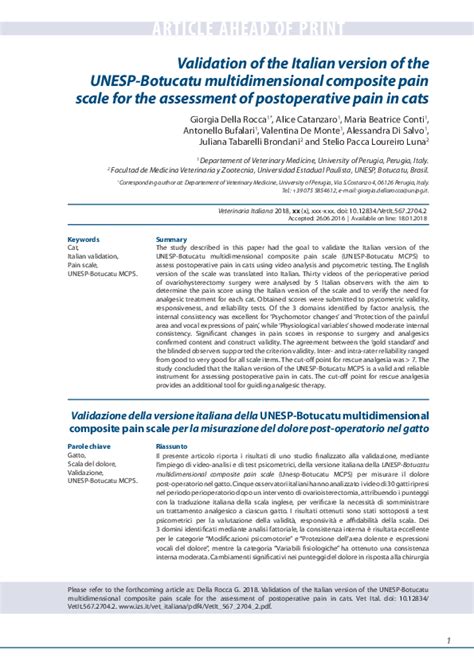 Pdf Validation Of The Italian Version Of The Unesp‑botucatu