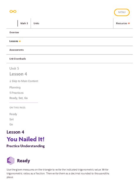 Notes For Integrated Math Lesson 4 Unit 5 Menu Maxh 3 Unixw Rewoyvcew