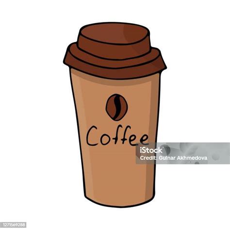 벡터로 커피 컵 일러스트를 가져 가라 흰색 배경에 벡터에 커피 컵 아이콘 0명에 대한 스톡 벡터 아트 및 기타 이미지 0명 갈색 낙서 드로잉 Istock
