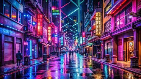 A Rainy Street Has Neon Lights And A Sign That Says Quot The Word Quot