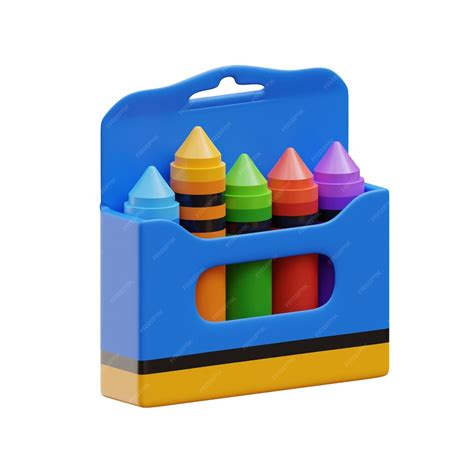 Premium Psd A Blue Box Of Crayons With A Yellow Stripe Inside