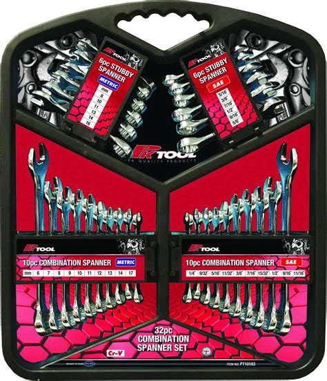 Pt10183 32pc Metric And Sae Regular And Stubby Cr V Combination Spanner Set Buy Car Parts