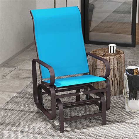 Outsunny Single Glider Patio Swing Rocking Chair With Breathable Mesh