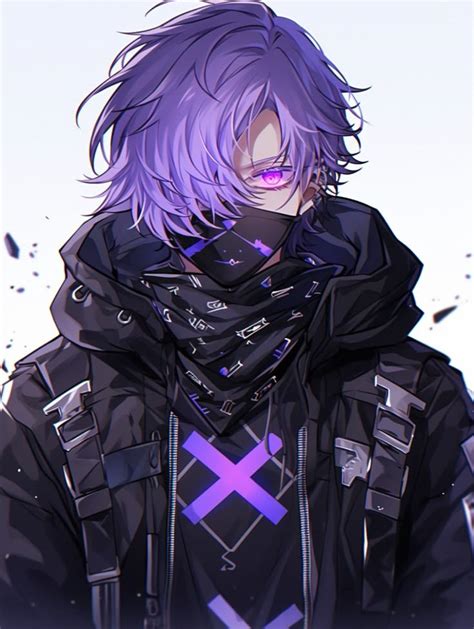 A Mysterious Anime Character With Striking Purple Hair And Vivid Purple