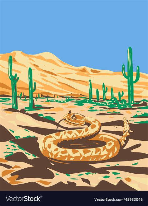 Western Diamondback Rattlesnake In Sonoran Desert Vector Image