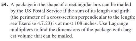 solved 54 a package in the shape of a rectangular box can