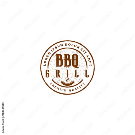Bbq Grill Barbecue Label Stamp Logo Design Vector Stock Vector Adobe