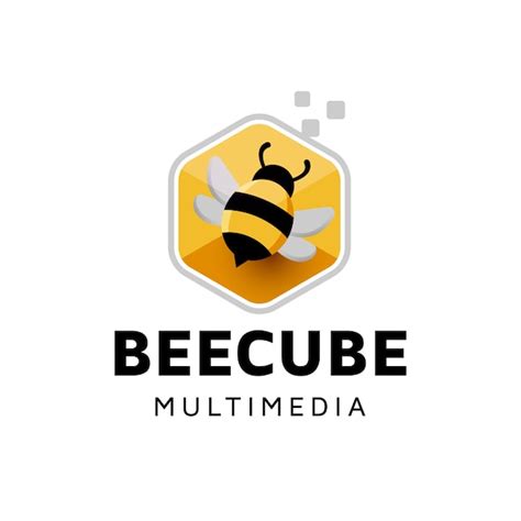 Bee Digital Cube Logo Design Premium Vector