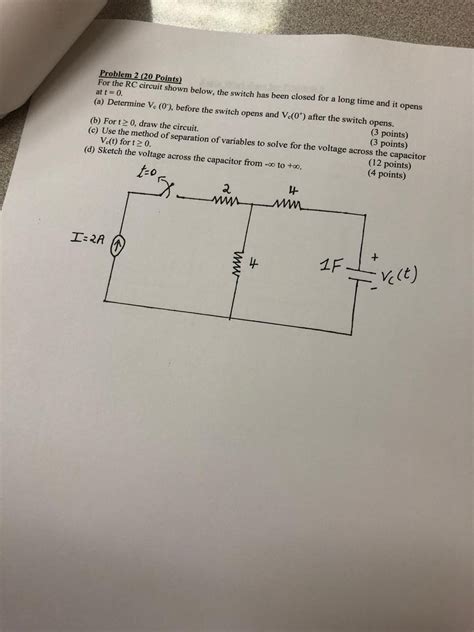 Solved Problem Points For The RC Circuit Shown Below Chegg