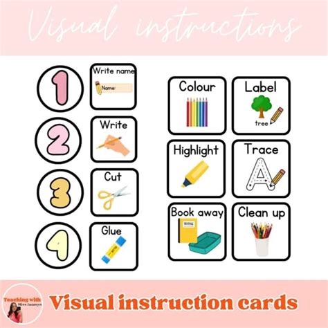 Visual Instruction Cards Classroom Management Visual Instructions