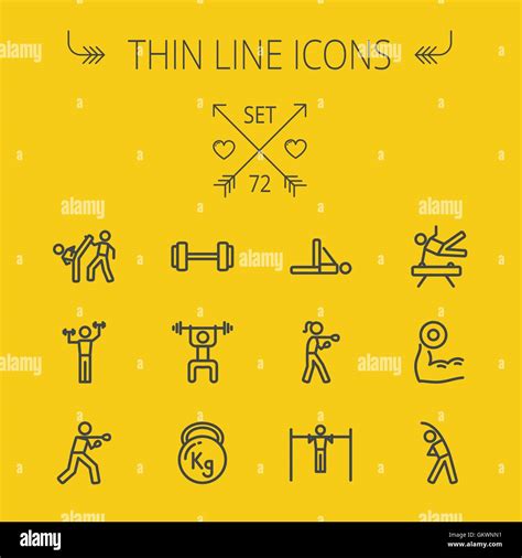 Sports Thin Line Icon Set Stock Vector Image And Art Alamy