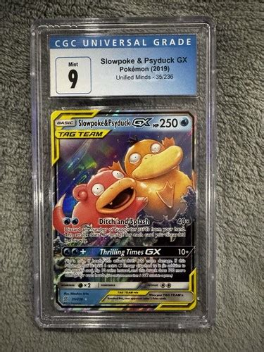 Pokémon Tcg Slowpoke And Psyduck Gx 35 236 Sm Unified Minds Cgg 9 Mint 🍃