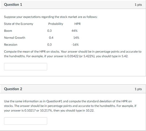 Solved Question 1 1 Pts Suppose Your Expectations Regarding
