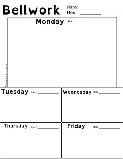 Bellwork Handout Template Set 2 By Fischer Science Education Tpt