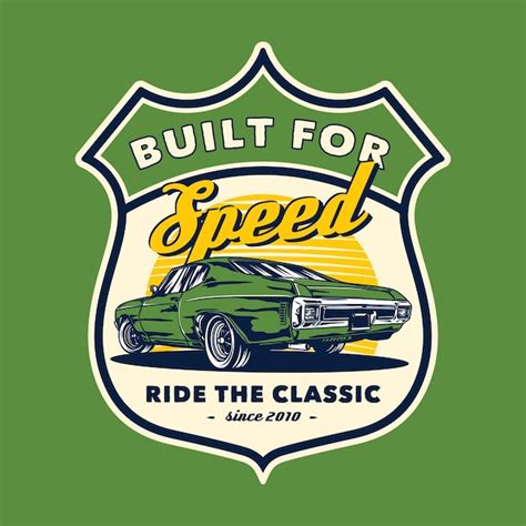 빈티지 클래식 자동차 차고 로고 배지 손으로 만든 벡터 일러스트 레이 션 프리미엄 벡터