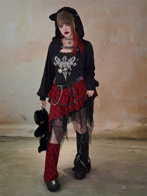 Plus Size Punk Red Plaid Handkerchief Skirt