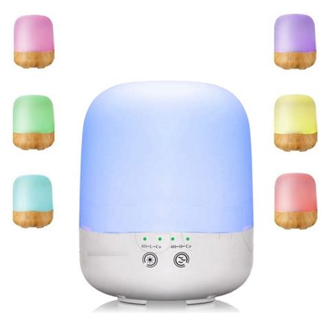 Wooden Humidifier Aroma Diffuser 7 Color Led Light 300ml H19 White Wooden Humidifier Aroma Diffuser 7 Color Led Light 300ml H19 White