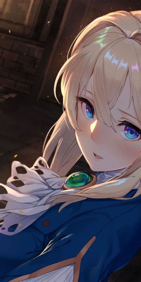 Обои на рабочий стол Аниме Блондинка Голубые Глаза Краснеть Вайолет Эвергарден Персонаж