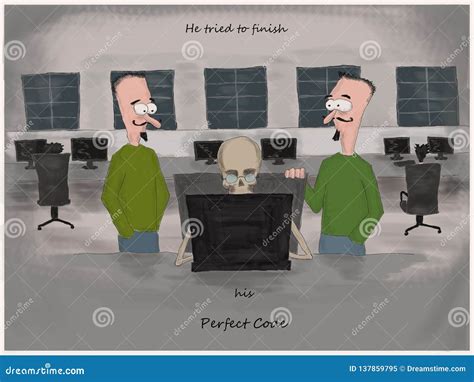 He Tried To Finish His Perfect Code Stock Illustration Illustration