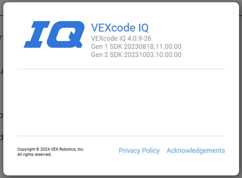 Support For Ai Vision On Iq Gen 2 Vexcode Iq Technical Support Vex