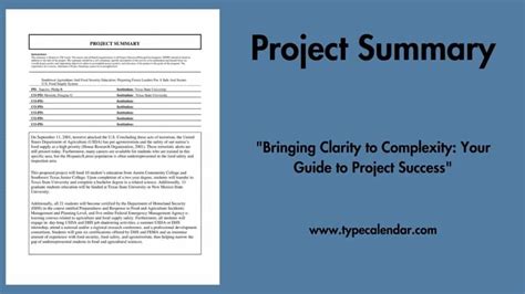 Free Printable Project Summary Templates Word Pdf Excel Ppt
