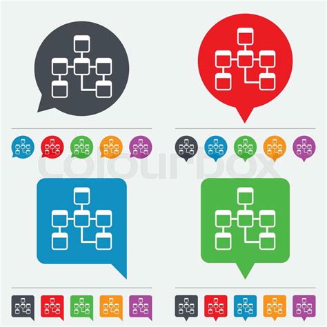 Database Sign Icon Relational Database Schema Symbol Speech Bubbles