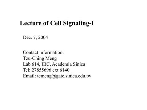 PPT Lecture Of Cell Signaling I PowerPoint Presentation Free Download ID