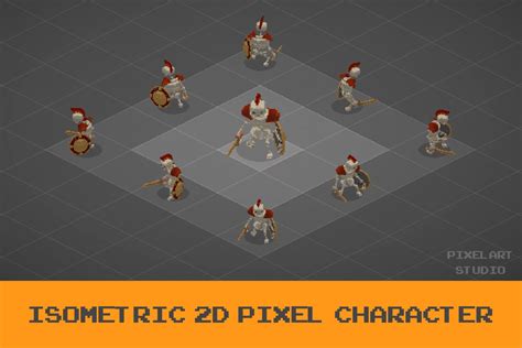 2d skeleton shield isometric pixelart character 2d characters