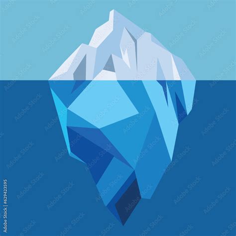 Iceberg Vector Icon Illustration On Blue Background Iceberg Vector Poster Iceberg Vector Clip