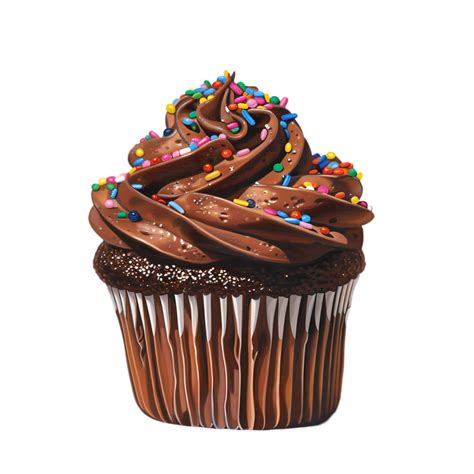 A Single Chocolate Cupcake With Sprinkles 46801372 Png