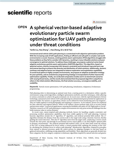 Pdf A Spherical Vector Based Adaptive Evolutionary Particle Swarm