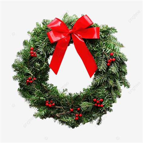 Festive Holiday Wreath With Red Ribbon Holiday Wreath Pinecone Png