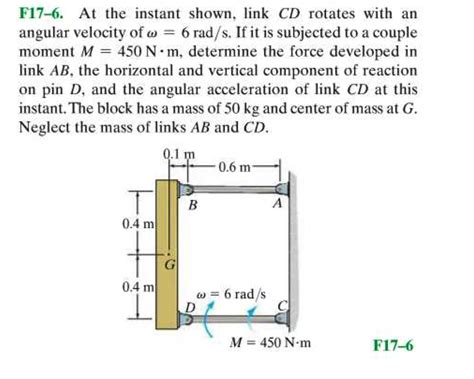 Solved At The Instant Shown Link Cd Rotates With An Angular
