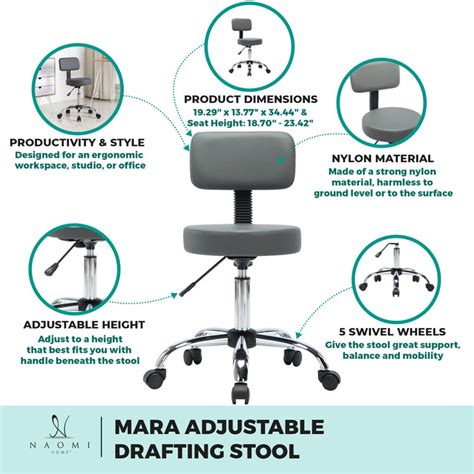 Mara Drafting Stool Naomi Home
