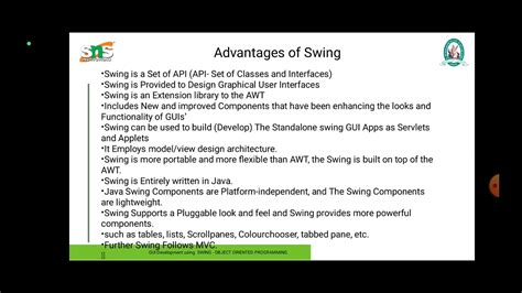 Object Oriented Programming Java Swings Youtube