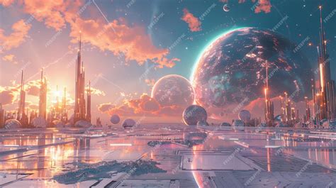 Premium Photo Futuristic Space Colony City With Giant Planet Background