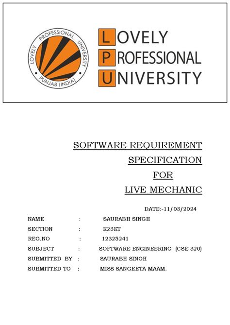 Software Requirement SRS Document Software Engineering SOFTWARE REQUIREMENT SPECIFICATION