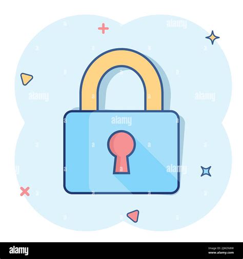 Vector Cartoon Padlock Icon In Comic Style Lock Unlock Security Concept Illustration Pictogram
