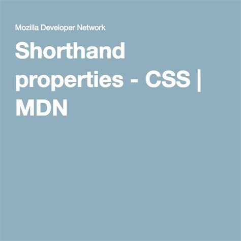 Shorthand Properties Cascading Style Sheets Css Html Tutorial
